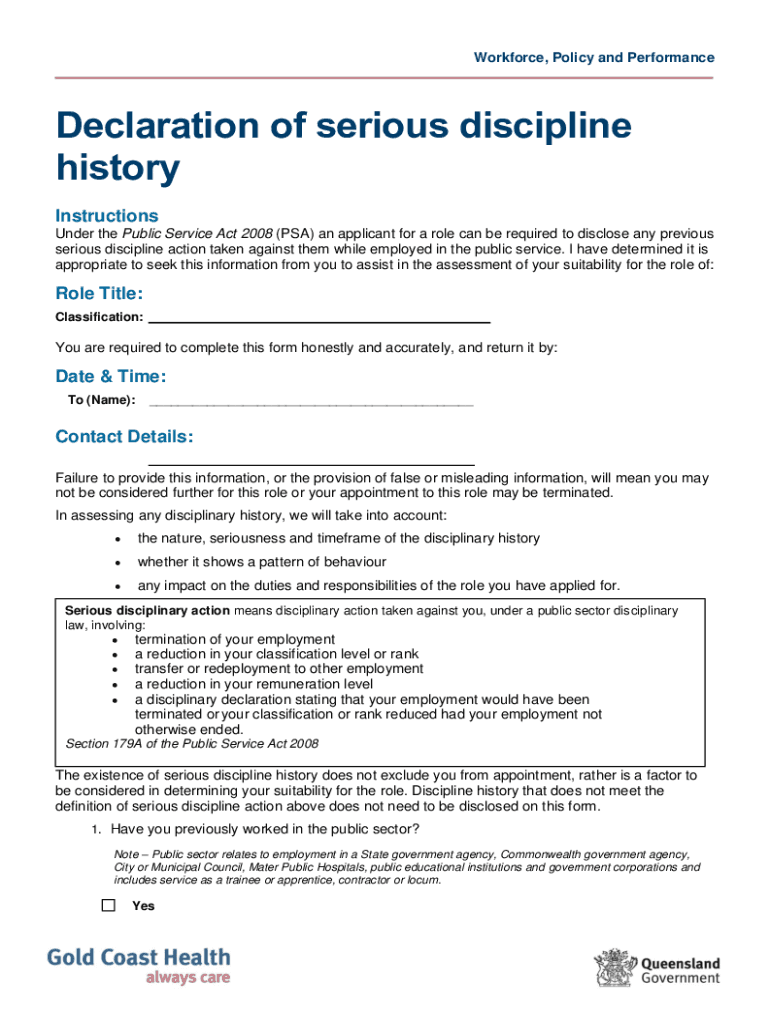 Fillable Online Understanding the public service disciplinary framework ...