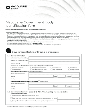 Fillable Online Macquarie Government Body identification form Fax Email ...