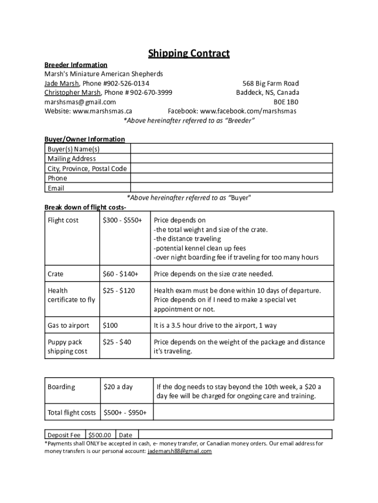 Fillable Online Jade Marsh - Breeder - Marsh's Miniature American ...