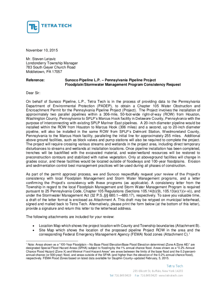 Fillable Online files dep state pa Blair Co Act 167 consistency letter ...