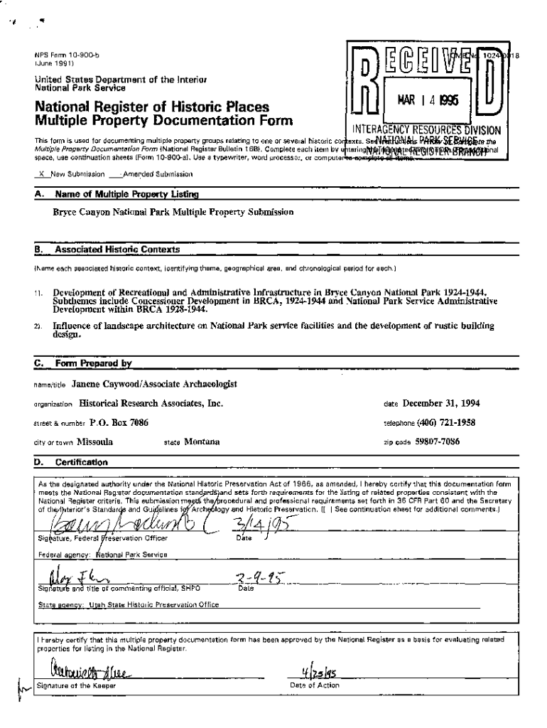 Fillable Online National Register of Historic Places Multiple ...