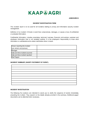 Fillable Online Incident Reporting, Policy and Incident Management ...