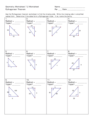 Fillable Online Geometry Worksheet 7 2 Worksheet Pythagorean ... Fax ...