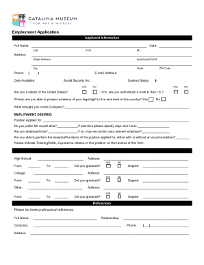 Fillable Online Employment Application Form - Company Name ...