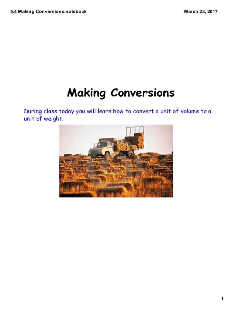 Fillable Online 5.4 Making Conversions.notebook. SMART Board ...