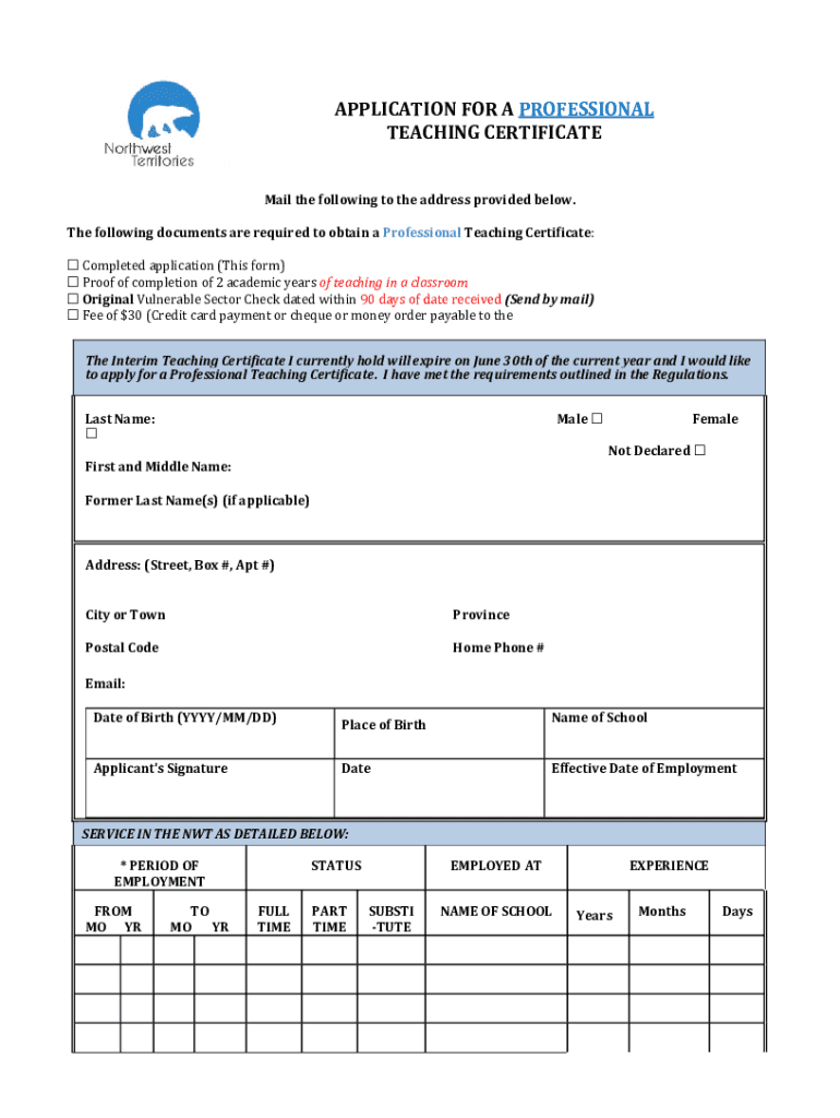 Fillable Online Alternative Teacher License / Alternative Interim ...