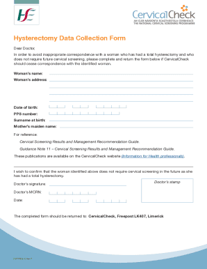 Fillable Online Hysterectomy Data Collection Form. Form for women who ...