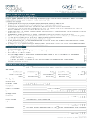Fillable Online Sasfin - Fillable Online UNIT TRUST APPLICATION FORM ...