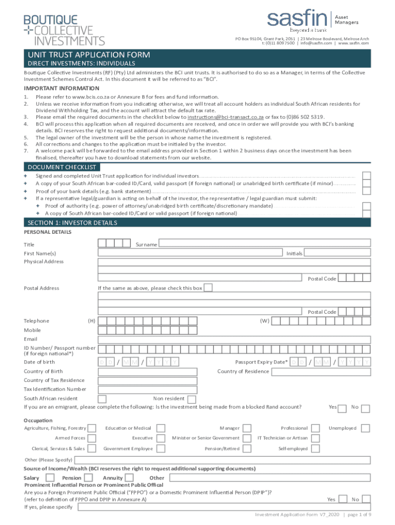 Fillable Online Fillable Online PO Box 95104, Grant Park, 2051 23 ...