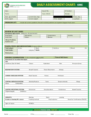 Fillable Online Daily Assessment Chart- ICU - KZN Department of Health ...