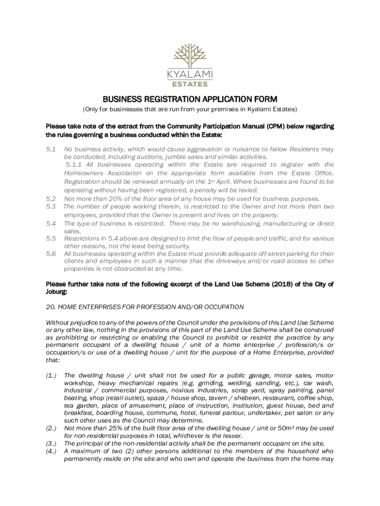 Fillable Online BUSINESS REGISTRATION APPLICATION FORM Fax Email Print ...