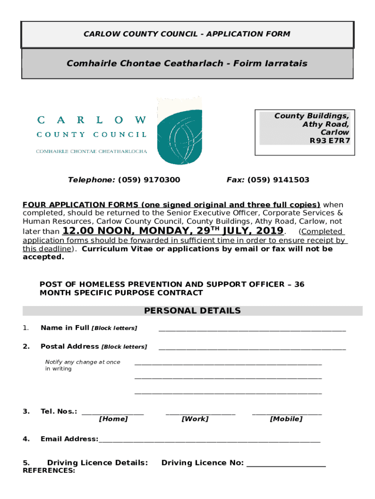 Residents Parking Permit Application Carlow County ... Doc Template ...