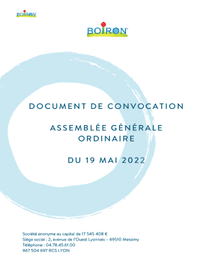 Fillable Online CONVOCATION A L'ASSEMBLEE GENERALE ORDINAIRE Fax Email ...