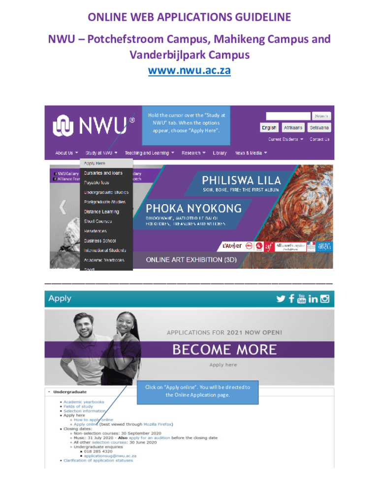 Fillable Online North West University NWU International student Application Fax Email Print ...