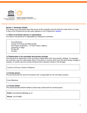 Fillable Online Components of the Nomination Form Fax Email Print ...