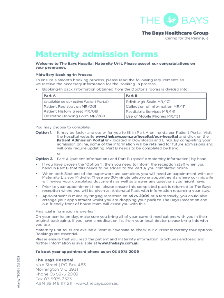 Fillable Online Maternity admission forms - PDF Free Download - DocPlayer.net Fax Email Print ...