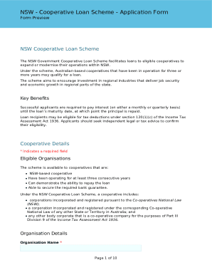 Fillable Online NSW - Cooperative Loan Scheme - Application Form Fax ...