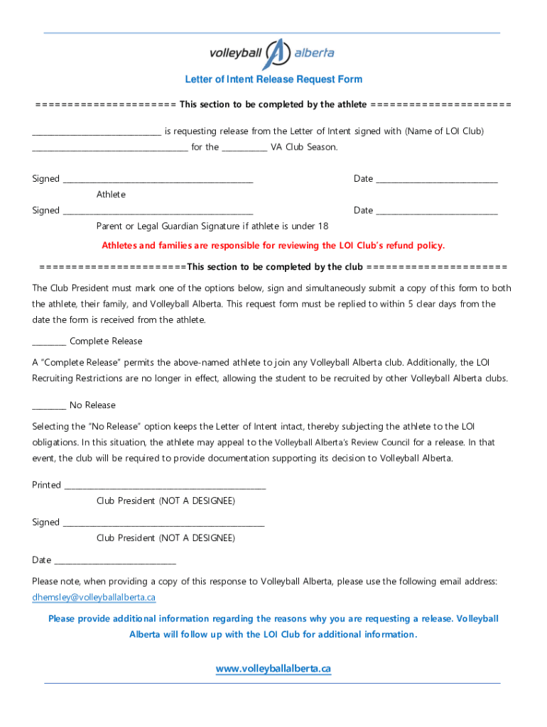 Fillable Online Fill - Free fillable LOI School Release Request Form EN ...