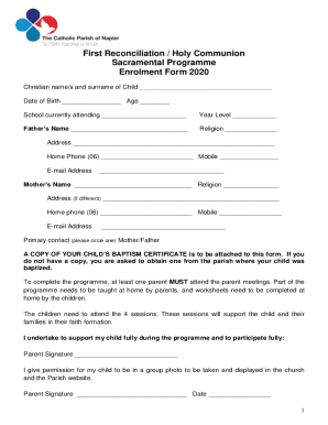 Fillable Online FIRST COMMUNION/RECONCILIATION REGISTRATION FORM Fax ...