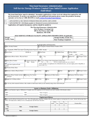 Fillable Online 1. Individual Initial Self Service Storage Application ...