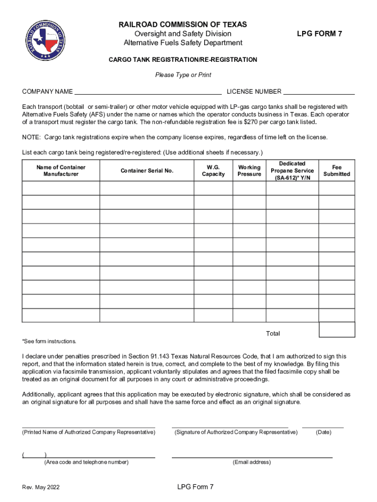 Fillable Online LPG Form 7-Fill-in - Railroad Commission Fax Email ...