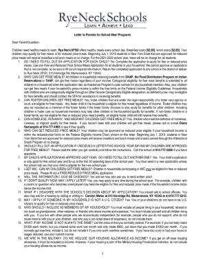 Fillable Online Letter to Parents for School Meal Programs Dear Parent ...