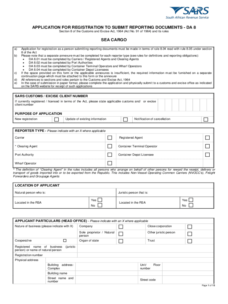 Fillable Online application for registration to submit reporting ...