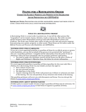 Fillable Online obtaining a restraining order elderly persons and ...