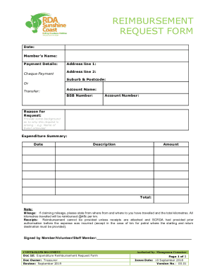 Fillable Online Member Reimbursement Request Form Fax Email Print ...