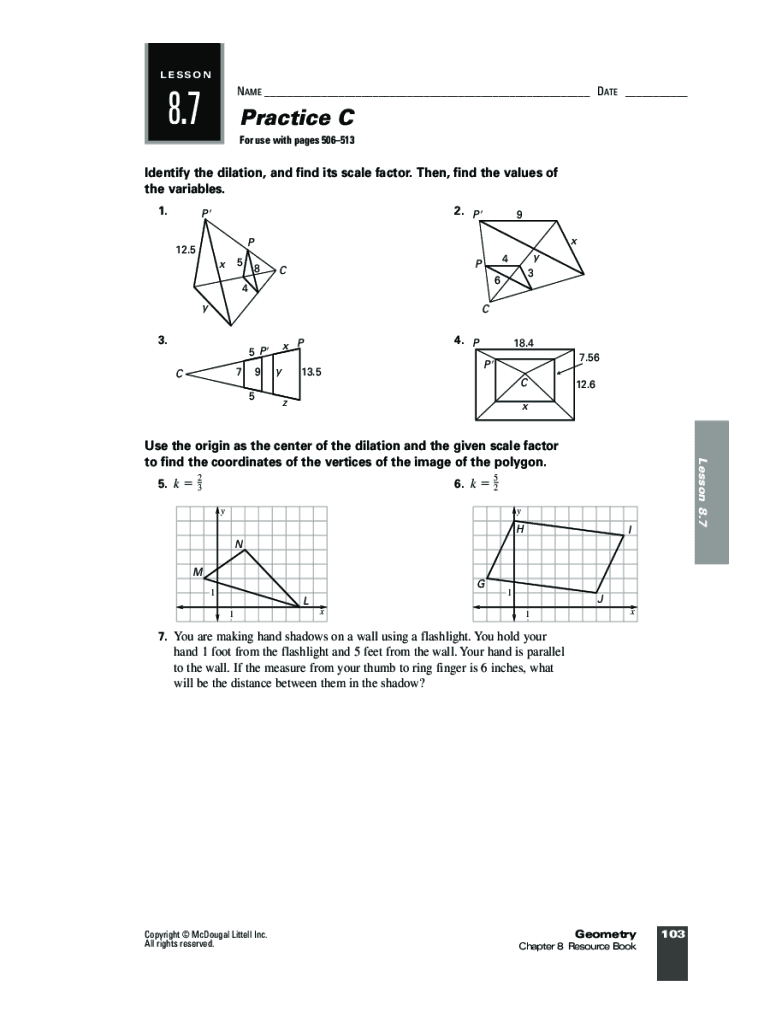 Fillable Online Dilations Worksheet FINAL KEY.pdf Fax Email Print ...