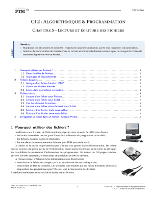 Fillable Online Algorithme informatique Cours d'introduction ...