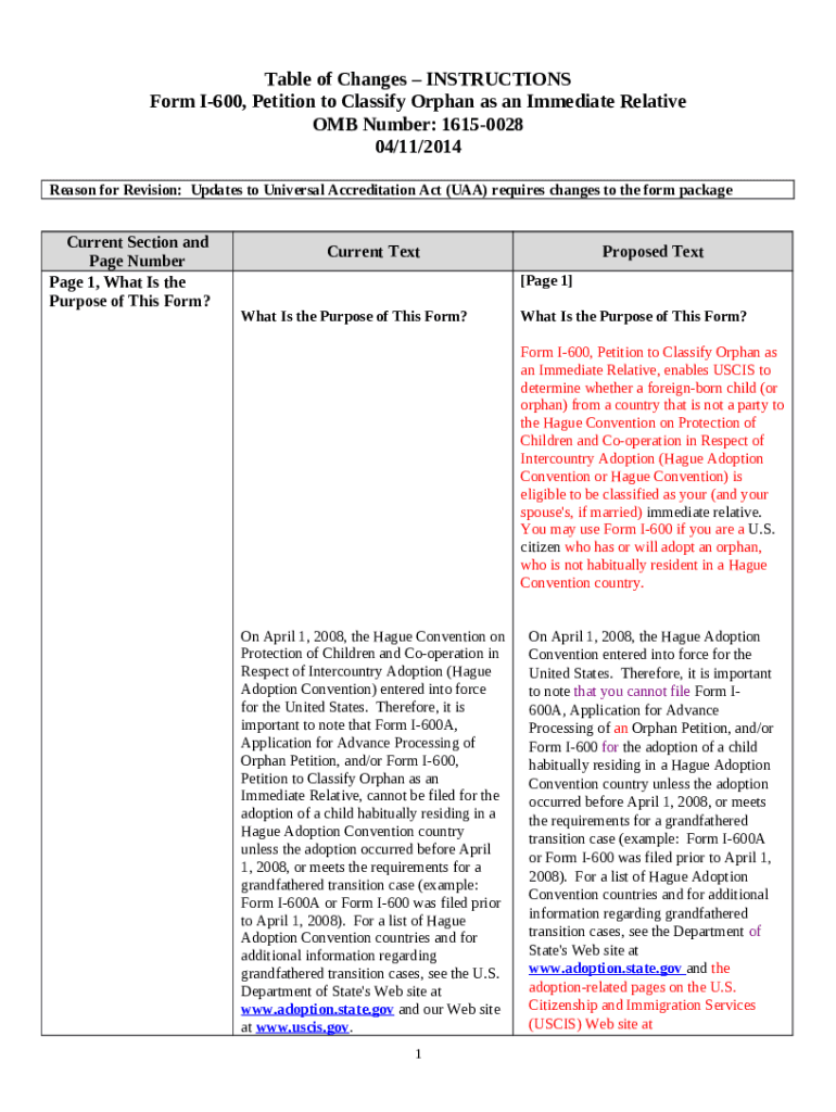 TABLE OF CHANGE I-687 - Regulations.gov Doc Template | pdfFiller