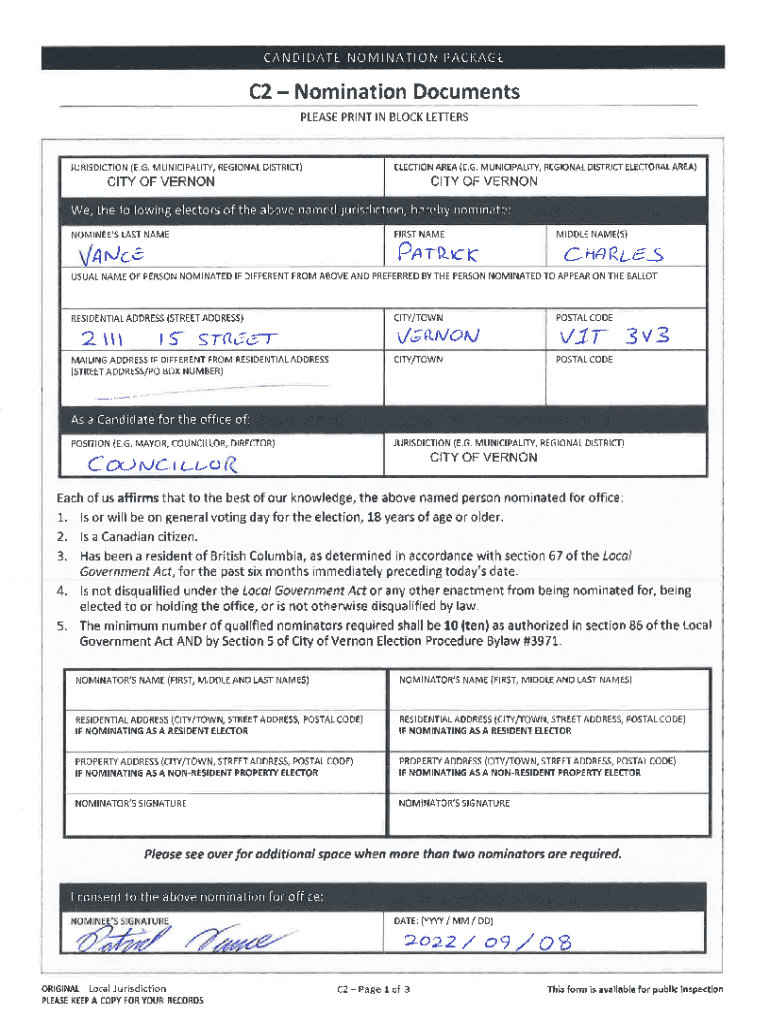 Fillable Online Candidate Nomination Package Part 1 - Forms Fax Email Print - pdfFiller