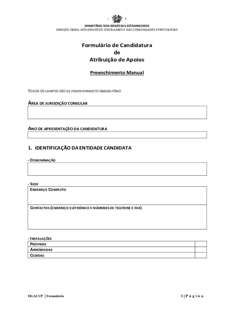 Fillable Online Formulrio de Candidatura de Atribuio de Apoios Fax Email Print - pdfFiller