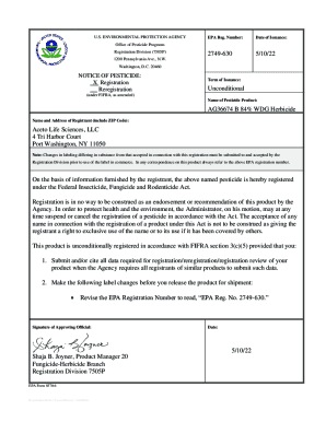 Fillable Online AG36674 B 84% WDG Herbicide - EPA Fax Email Print ...