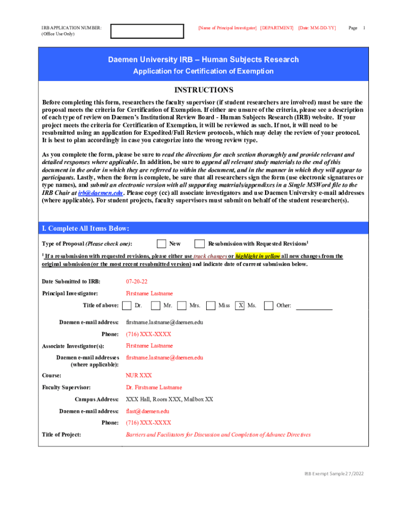 Fillable Online ua irb exemption request - The University of Akron Fax ...