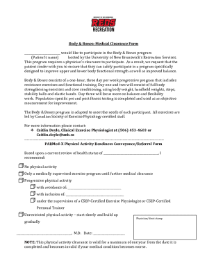 Fillable Online Body & Bones: Medical Clearance Form Fax Email Print ...