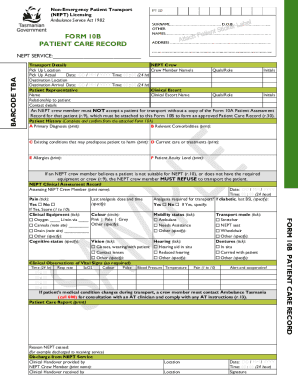 Fillable Online form 10b patient care record Fax Email Print - pdfFiller