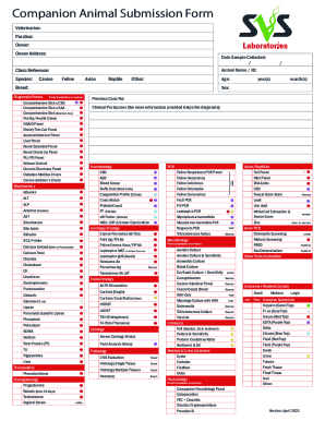 Fillable Online Companion Animal Submission Form - SVS Labs Fax Email Print - pdfFiller
