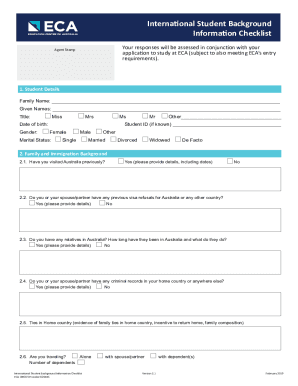 Fillable Online ECA for immigration purposes Application Checklist Fax Email Print - pdfFiller