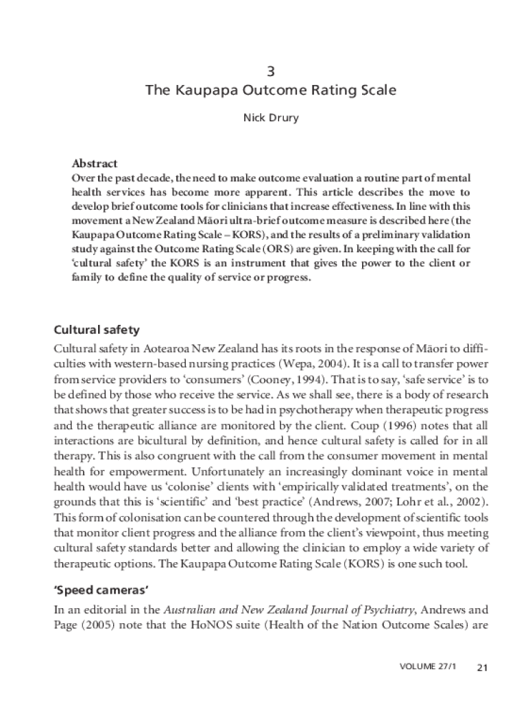 Fillable Online PDF The Outcome Rating Scale: A Preliminary Study of the ... Fax Email Print ...