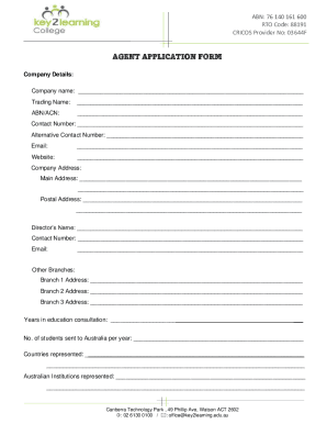 Fillable Online Agent Application Form - Key 2 Learning College Fax ...