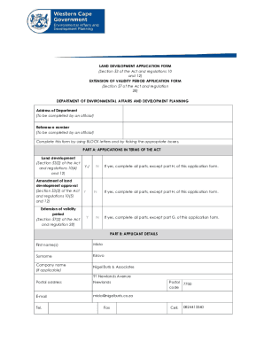 Fillable Online LAND DEVELOPMENT APPLICATION FORM (Section 53 of ...