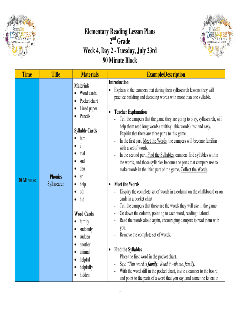 Fillable Online Free Elementary Lesson Plan Word Templates - Page 3 Fax ...