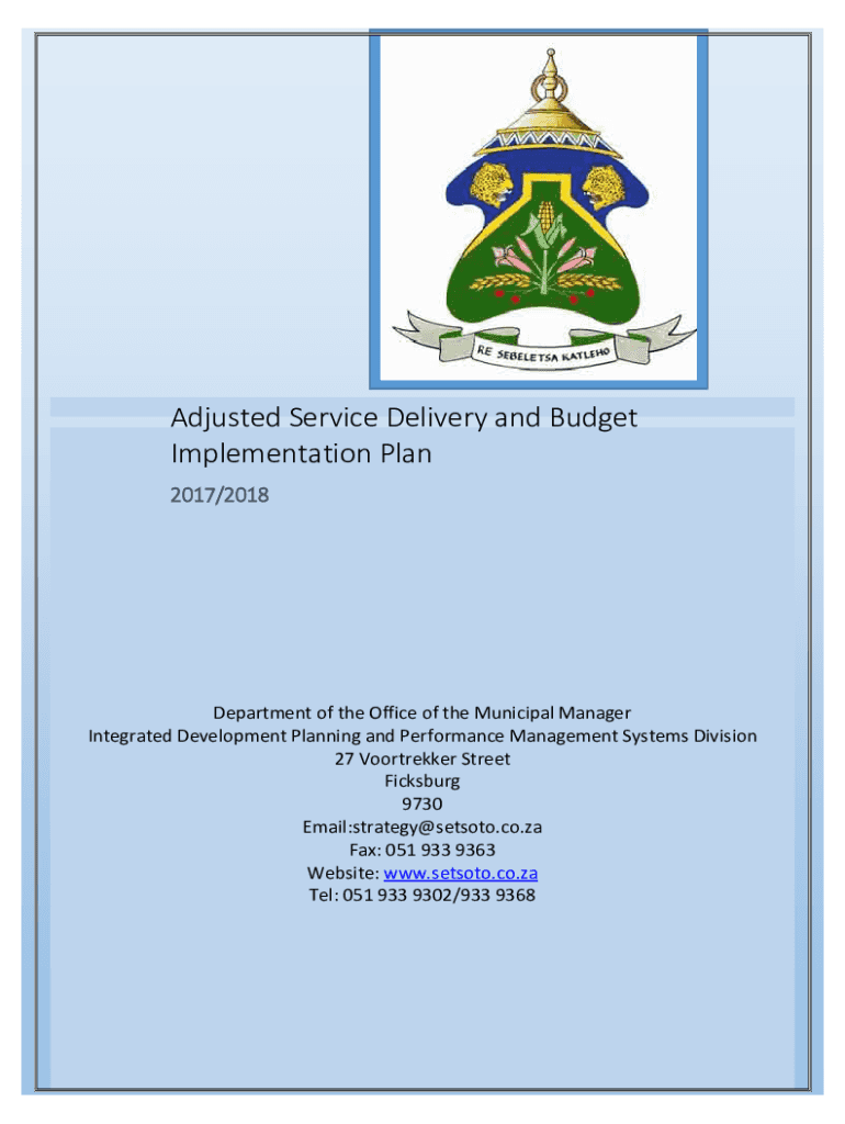Fillable Online Adjusted Service Delivery and Budget Implementation ...