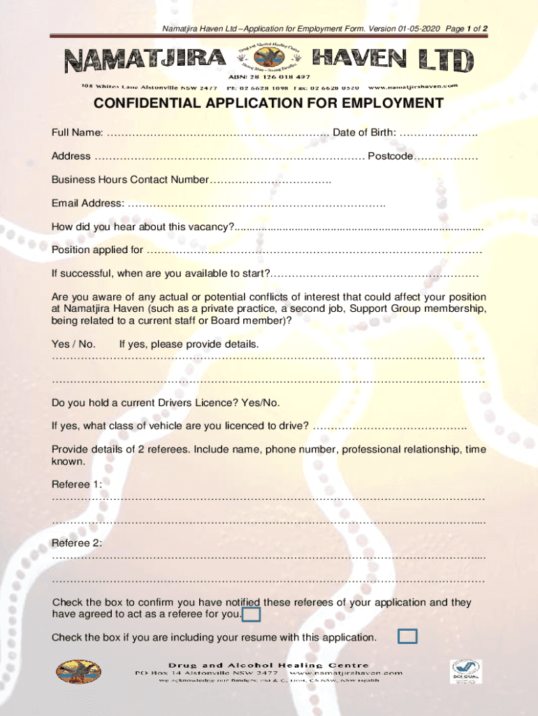 Fillable Online Employment Application: Part 1 Pre-Interview Fax Email ...