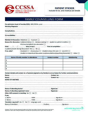 Fillable Online criticalcare org CCSSA Family Counselling Form - Email ...