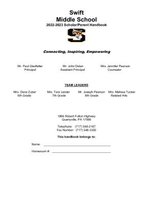 Fillable Online Swift Middle School - The Solanco School District Fax ...