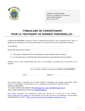 Fillable Online FORMULAIRE DE CONSENTEMENT POUR LE TRAITEMENT ... Fax ...