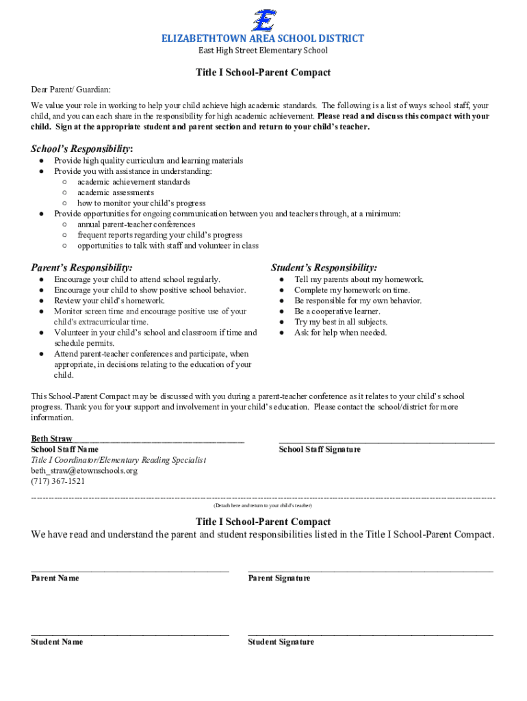 Fillable Online Dear Parents/Guardians: HES is Schoolwide Title One School ... Fax Email Print ...